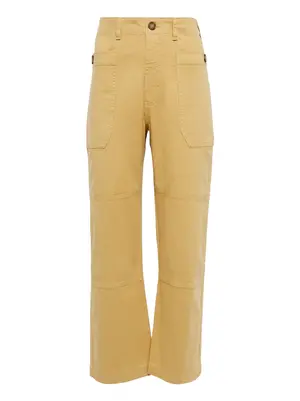 FRAME High-rise Cropped Cargo Pants - Beige