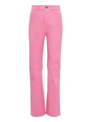 Stouls Terry High-rise Straight Leather Pants - Pink
