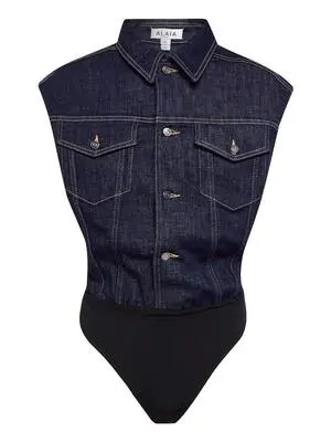 ALAÏA Alaïa Denim Cotton-Blend Bodysuit
