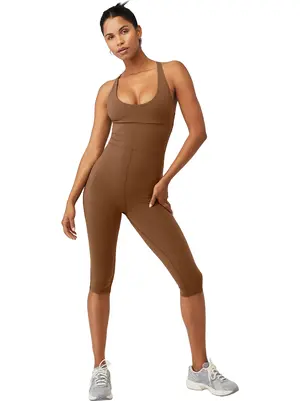 Alo Yoga Airbrush Physique Onesie Cinnamon Brown