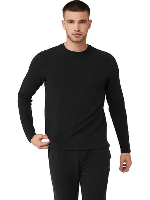 Alo Yoga Micro Waffle Fast Break Long Sleeve Tee Black