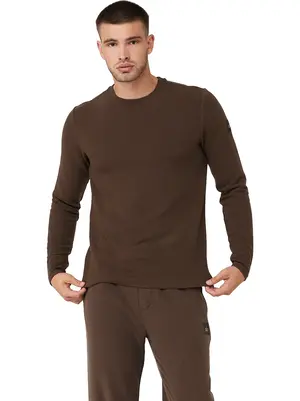 Alo Yoga Micro Waffle Fast Break Long Sleeve Tee Espresso