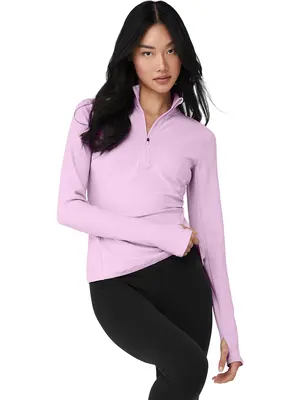 Alo Yoga Alosoft 1/2 Zip Rapid Pullover Top Sugarplum Pink