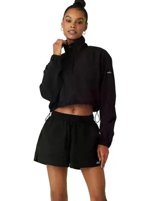 Alo Yoga Cropped 1/4 Zip Alumni Pullover Top Black