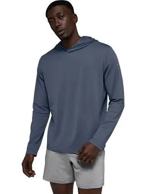 Alo Yoga Conquer Reform Long Sleeve With Hood Top - Bluestone