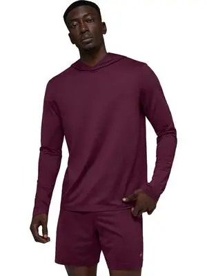 Alo Yoga Conquer Reform Long Sleeve With Hood Top - Burgundy