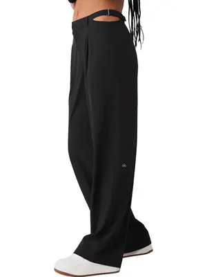Alo Yoga Mid-rise Straight Leg Trousers - Black