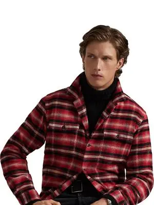 Ralph Lauren Classic Fit Plaid Flannel Camp Shirt - Red Cream Multi