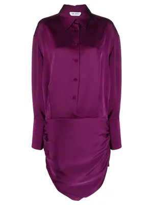 Attico Hatty Satin Mini Shirtdress - Purple