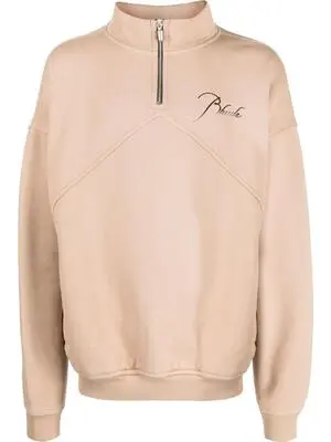 Rhude Logo-embroidered High-neck Sweatshirt - Neutrals