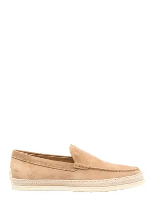 TOD'S Suede Espadrille Loafers - Neutrals