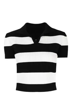 JUUN.J Horizontal Stripe Cropped T-shirt - Black