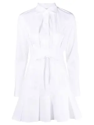 Patou Pleat-detail Mini Shirtdress - White