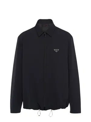 Prada Triangle-logo Zip-up Shirt - Black