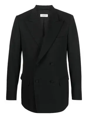 LANVIN Double-breasted Wool Blazer - Black
