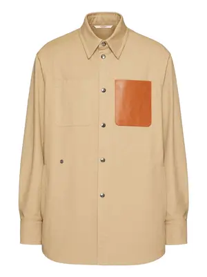 Valentino Garavani Leather-pocket Shirt Jacket - Neutrals