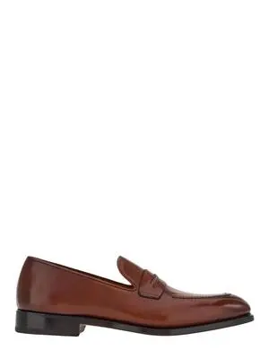 FERRAGAMO Calf Leather Penny Loafers - Brown