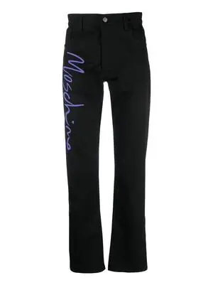Moschino Tailored Logo Print Trousers - Black