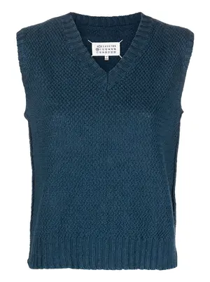 MAISON MARGIELA Basket-weave Sleeveless Sweatshirt - Blue