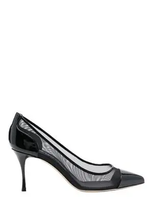 SERGIO ROSSI Mesh-Detail Pointed Leather Pumps