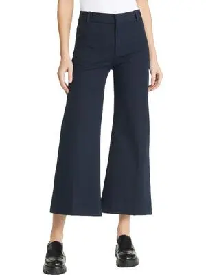 FRAME Le Crop Palazzo Wide Leg Trousers - Navy