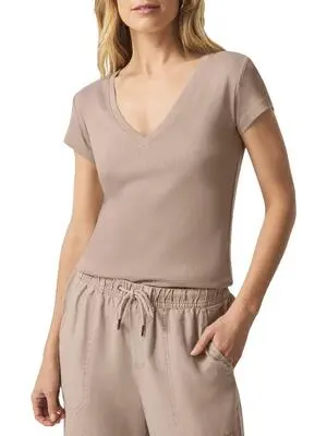 Splendid Faye V-neck T-shirt - Fawn