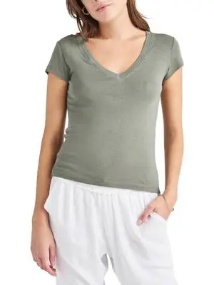 Splendid Faye V-neck T-shirt - Soft Vob