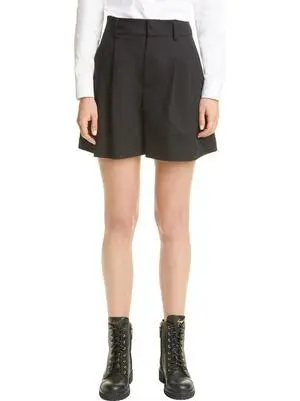 Red Valentino Stretch Gabardine Pleated Shorts - 0no Nero