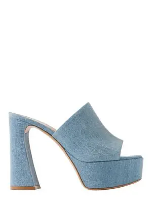 GIANVITO ROSSI Holly 70 Denim Platform Mules - Blue