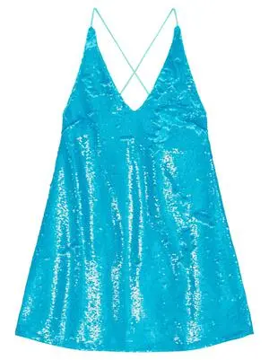 GANNI Sequin Strap Mini Dress - Blue