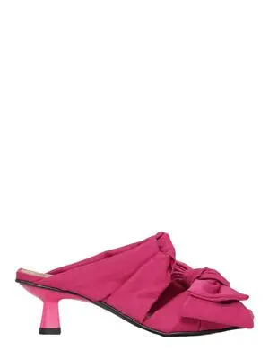 GANNI Soft Kitten Heel Bow Mules - Pink
