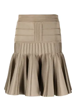 Balmain Pleated Knit Miniskirt - Neutrals