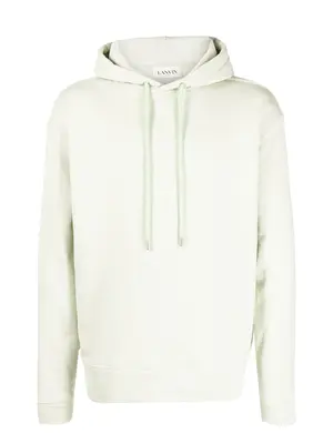 LANVIN Graphic-print Cotton Hoodie - Green