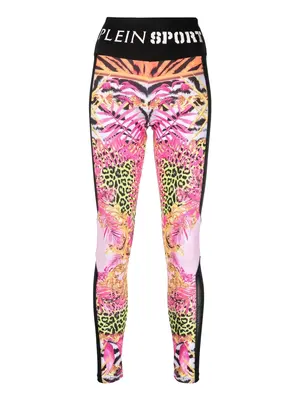 PLEIN SPORT Floral-print Jogging Leggings - Black