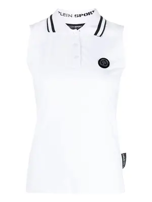 PLEIN SPORT Polo Collar Tank Top - White