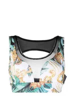 PLEIN SPORT Floral-print Sport Bra - Green