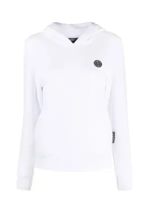 PLEIN SPORT Logo-print Cotton Hoodie - White