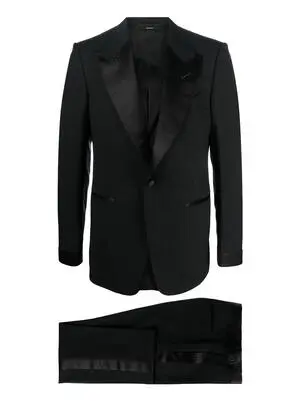TOM FORD Peak-lapel Wool Suit - Black