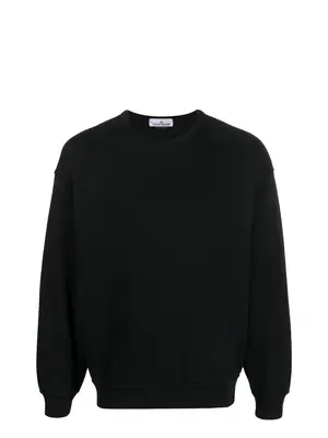 Stone Island Embroidered-logo Crewneck Sweatshirt - Black