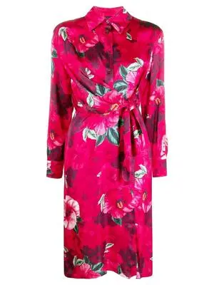 Pinko Hibiscus-print Shirt Dress - Pink