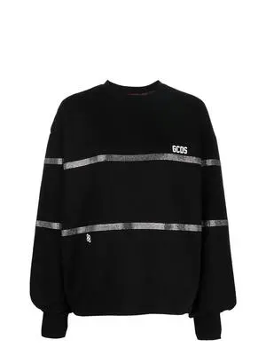 Gcds Crystal-embellished Striped Sweatshirt - Black