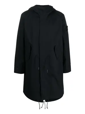 Stone Island Compass-patch Long-sleeved Coat - Black