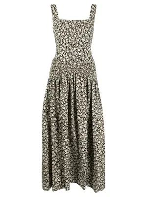 Tory Burch Floral-print Flared Dress - Neutrals