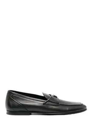 Dolce & Gabbana Logo-plaque Leather Loafers - Black