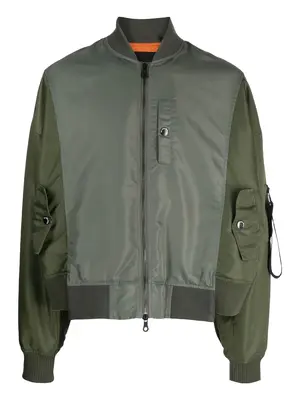 MOSTLY HEARD RARELY SEEN Spliced Satin Bomber Jacket - Green