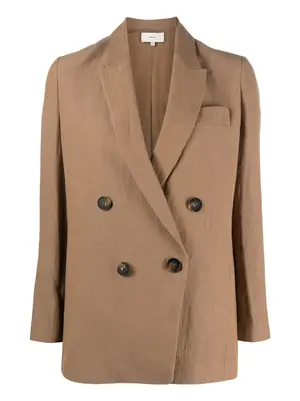 Vince Double-breasted Blazer - Brown