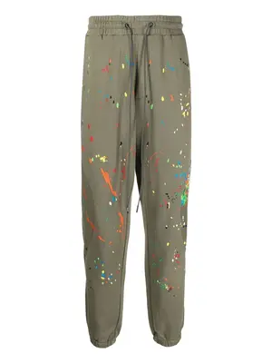MOSTLY HEARD RARELY SEEN Warped Paint Splatter-embroidered Joggers - Green