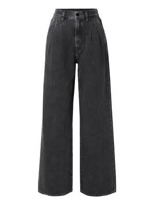 GOLDSIGN The Edgar Pleated Wide-leg Jeans - Black