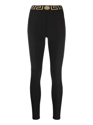 Versace Logo-waistband Leggings - Black
