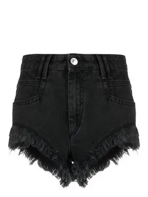 MARANT ETOILE Frayed Denim Shorts - Black